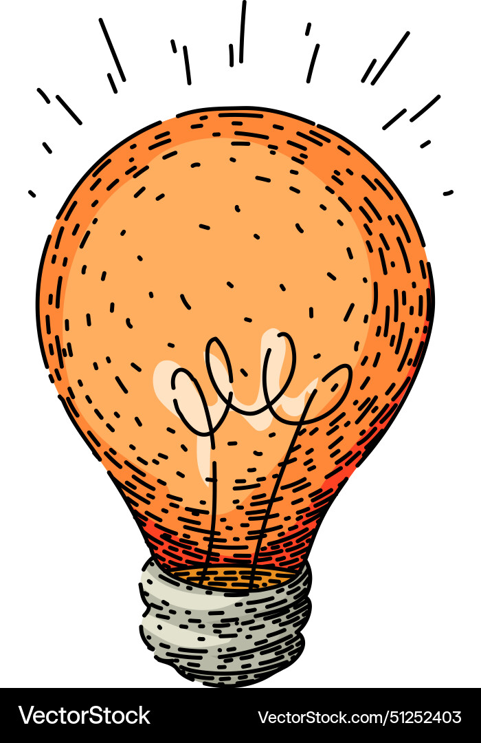 Lamp bulb sketch hand drawn Royalty Free Vector Image