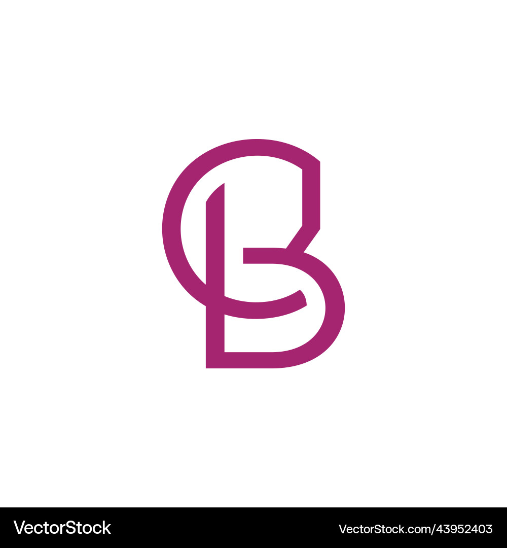 Letter cb purple line logo Royalty Free Vector Image