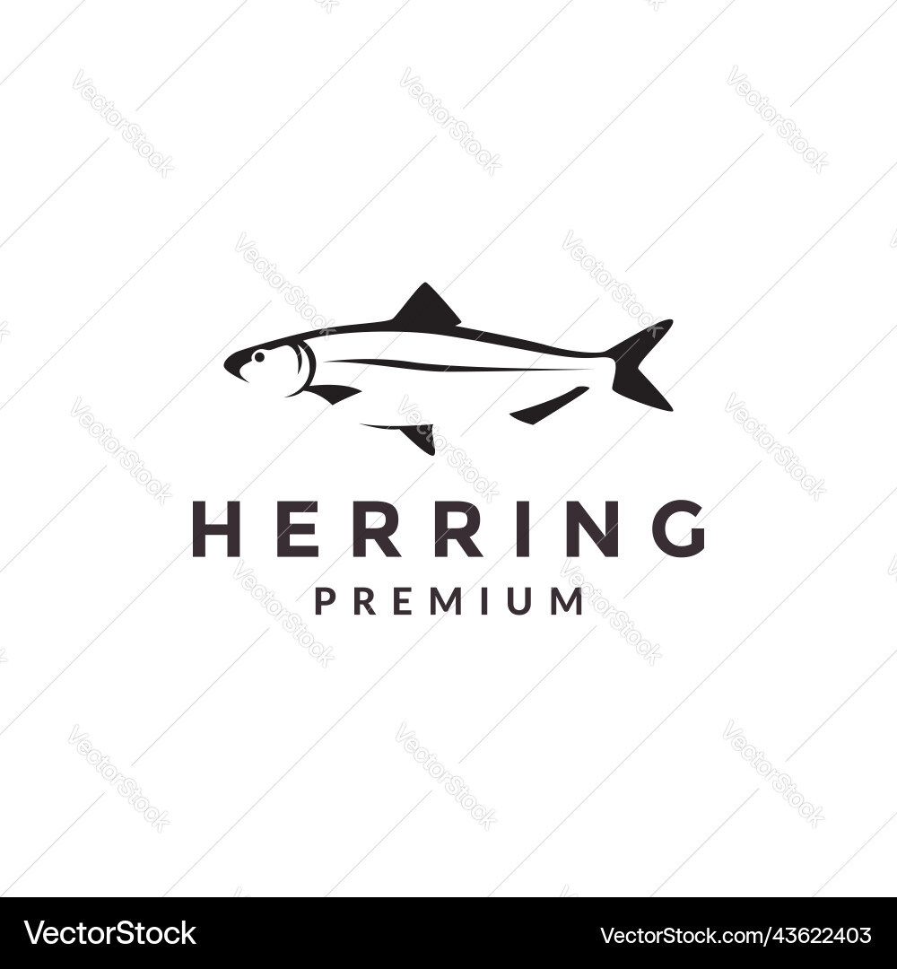 Minimalist herring fish logo design Royalty Free Vector