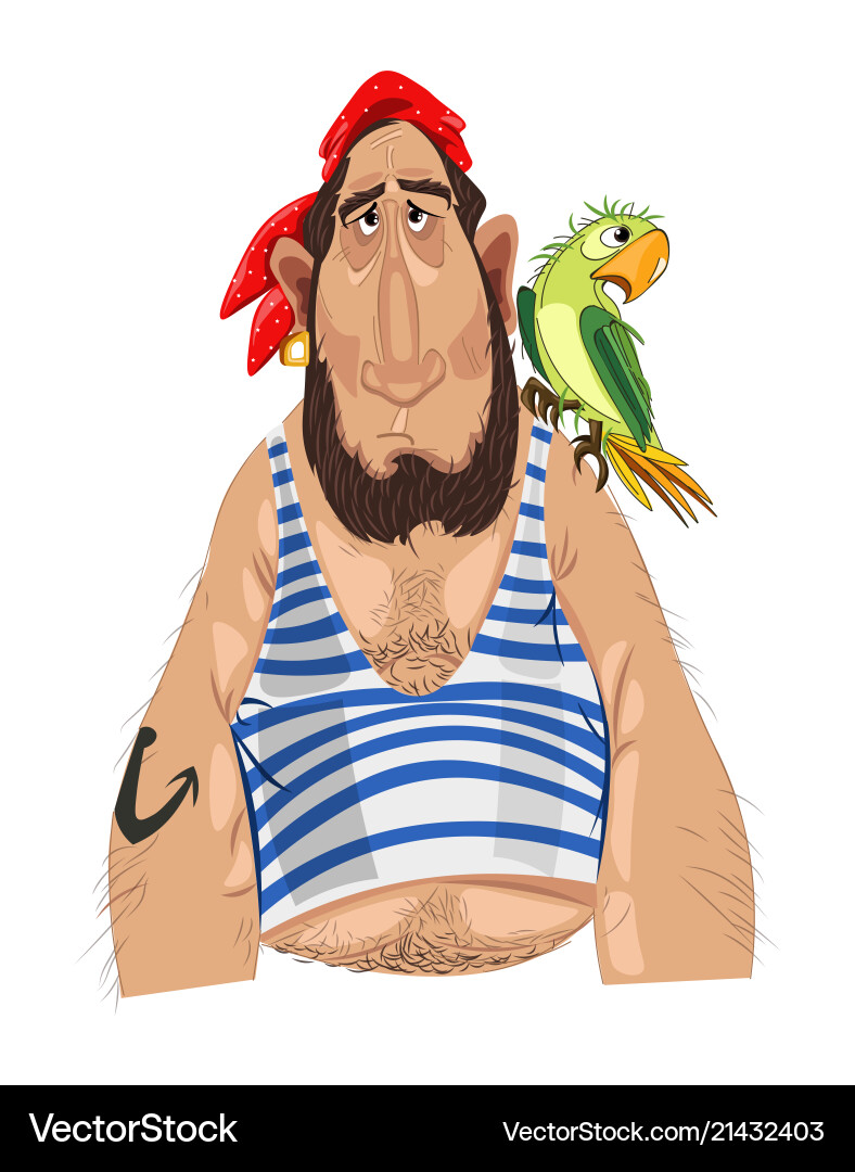 Pirate and his parrot cartoon character Royalty Free Vector