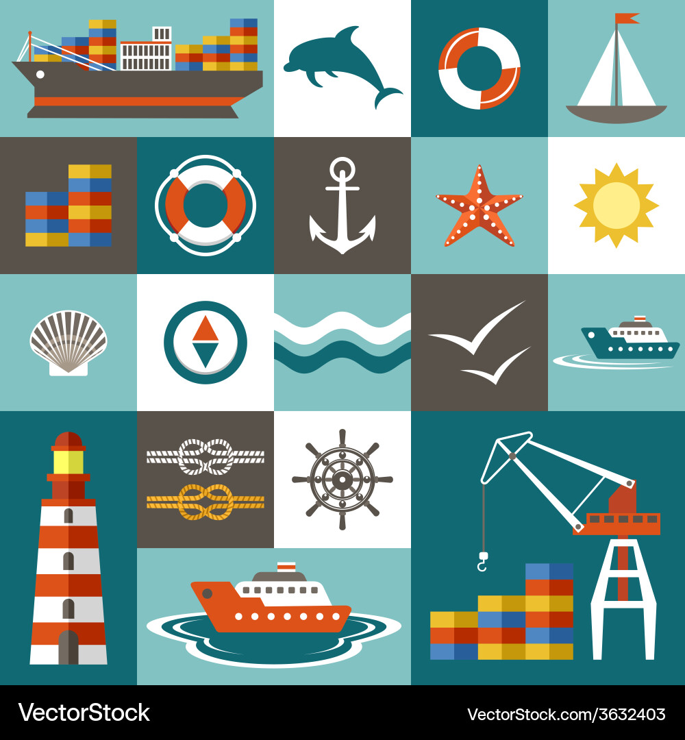 Port set Royalty Free Vector Image - VectorStock
