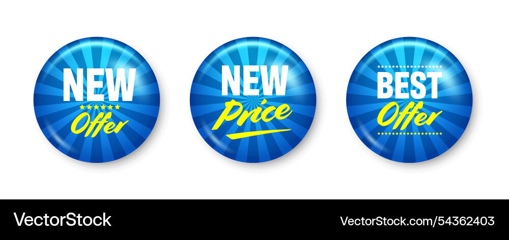 Realistic funky badges with text product Vector Image