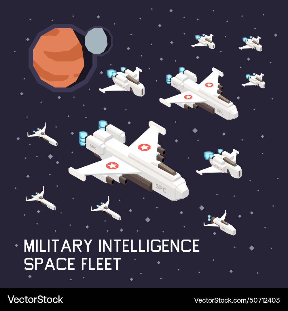 Space ship isometric composition Royalty Free Vector Image