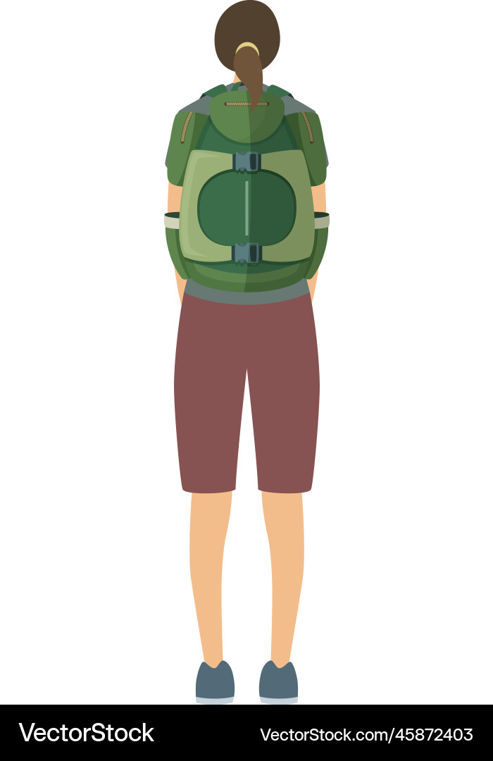 Trekking woman with hiking backpack character Vector Image