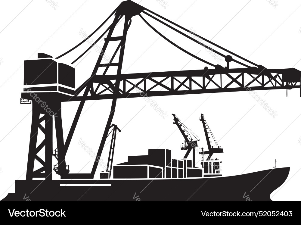 Wharfside logistics symbol port crane graphic Vector Image