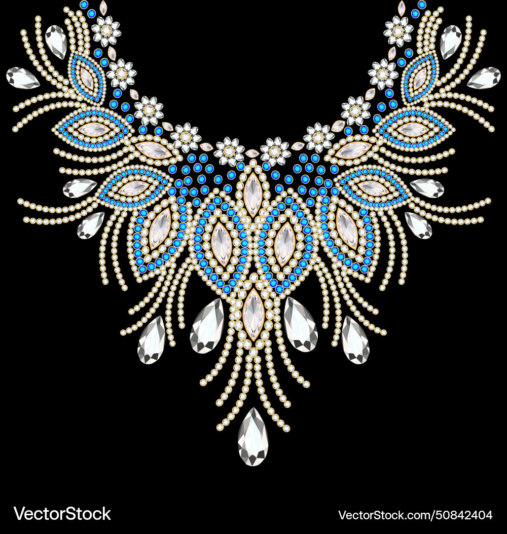 Collar neck decoration with rhinestones Royalty Free Vector