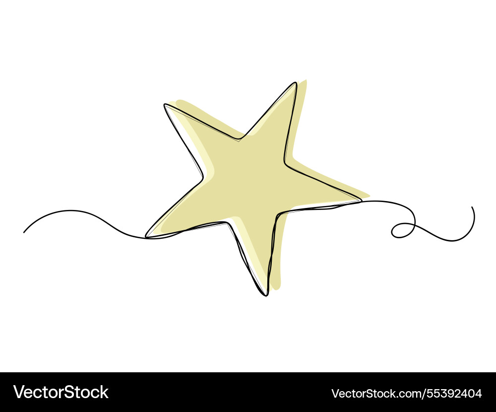 Continuous one line star art isolated Royalty Free Vector