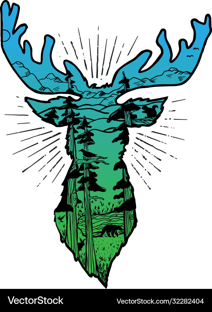 Deer landscape Royalty Free Vector Image - VectorStock