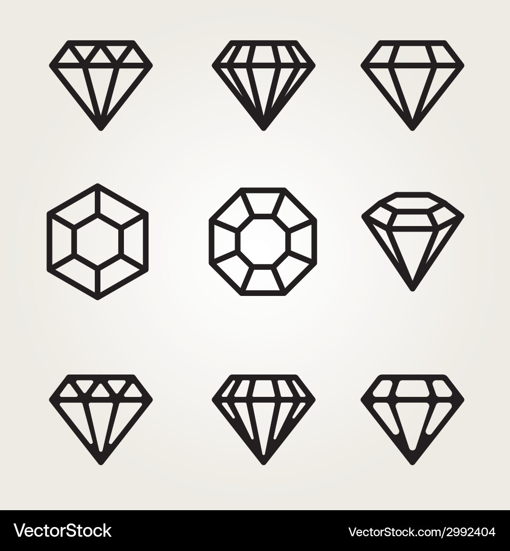 Diamond icon symbol set Royalty Free Vector Image