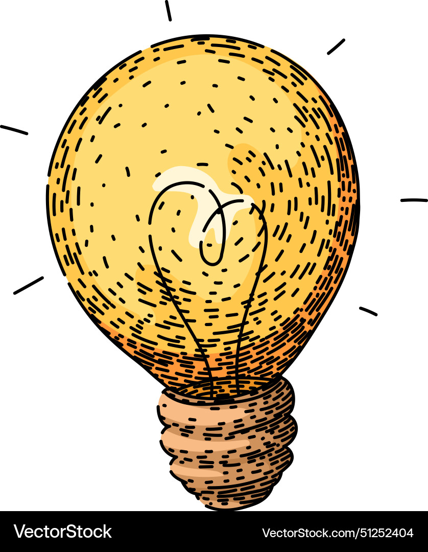 Edison bulb sketch hand drawn Royalty Free Vector Image