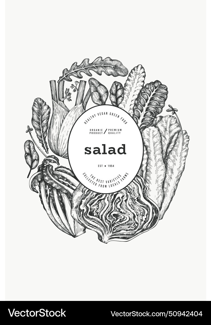 Green vegetable design template hand drawn Vector Image