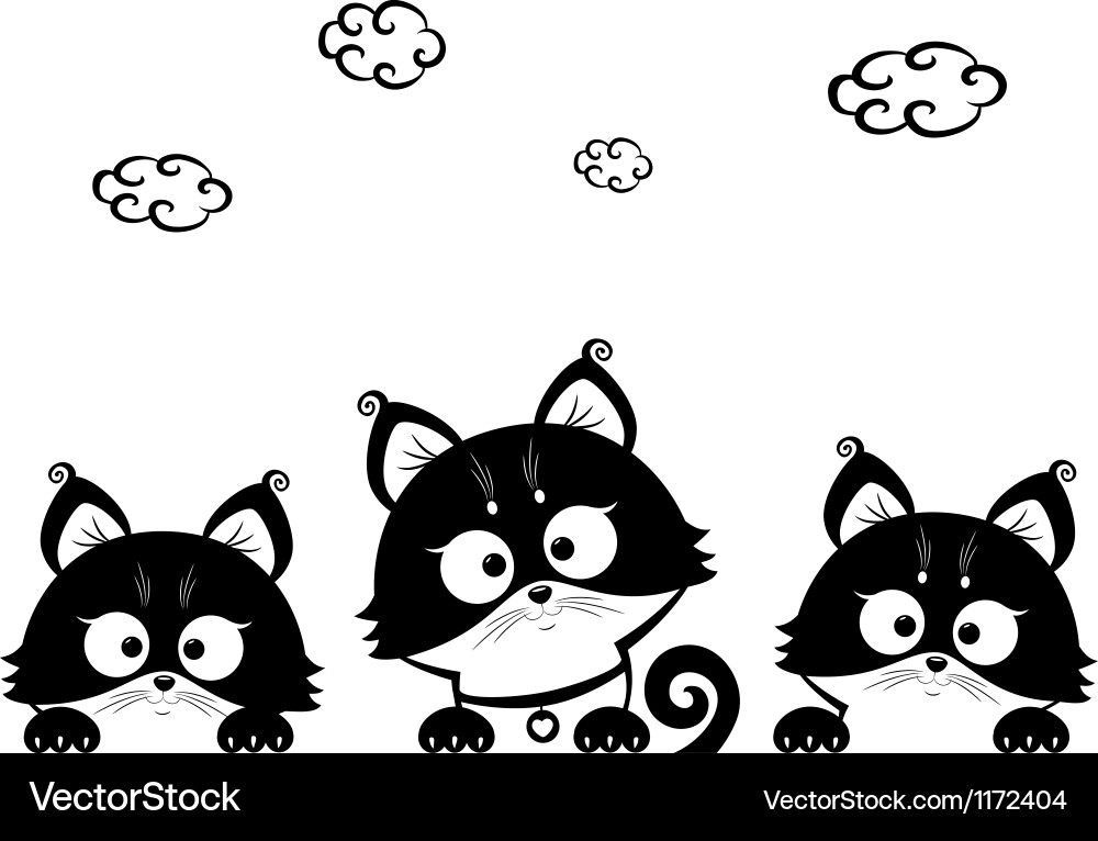 Kittens three Royalty Free Vector Image - VectorStock