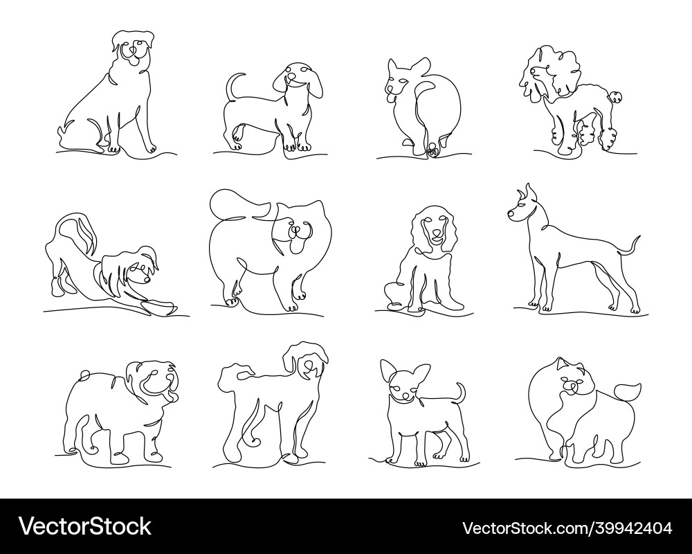 Line dogs abstract continuous minimalistic Vector Image