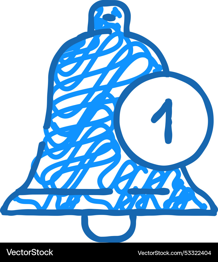 Notification bell alert icon doodle Royalty Free Vector