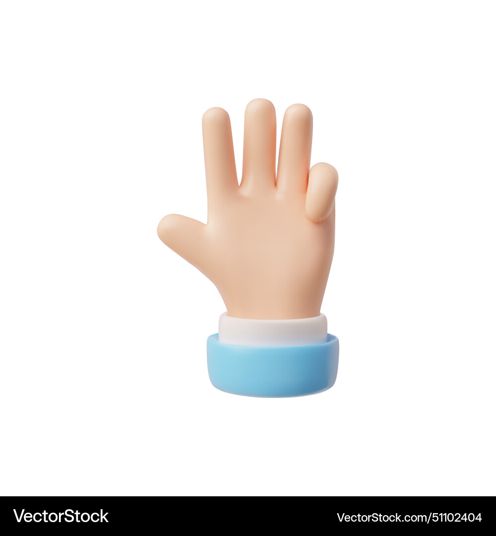 Number four hand gesture 3d Royalty Free Vector Image