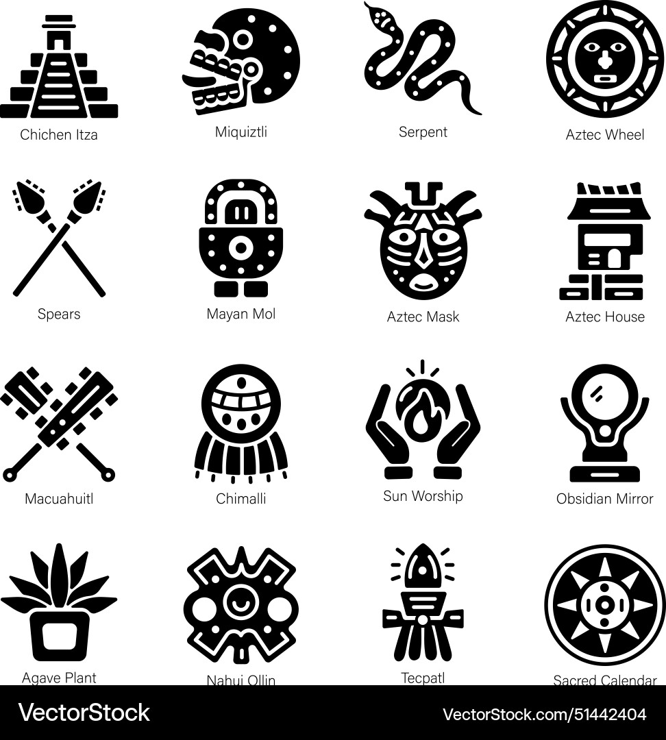 Trendy collection of aztec solid icons Royalty Free Vector