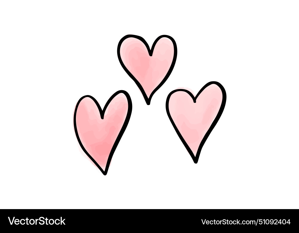Watercolor doodle heart Royalty Free Vector Image