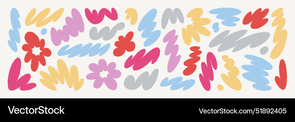 Abstract rough squiggle shapes set creative color Vector Image