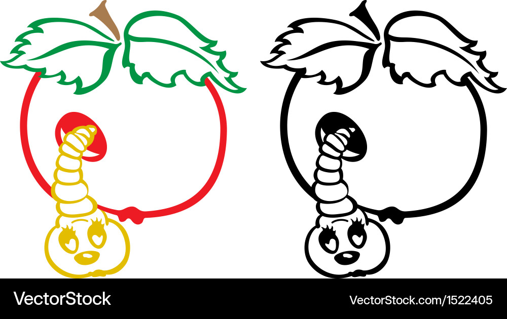 Apple and worm Royalty Free Vector Image - VectorStock