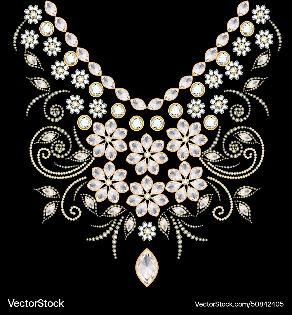 Collar neck decoration with rhinestones Royalty Free Vector