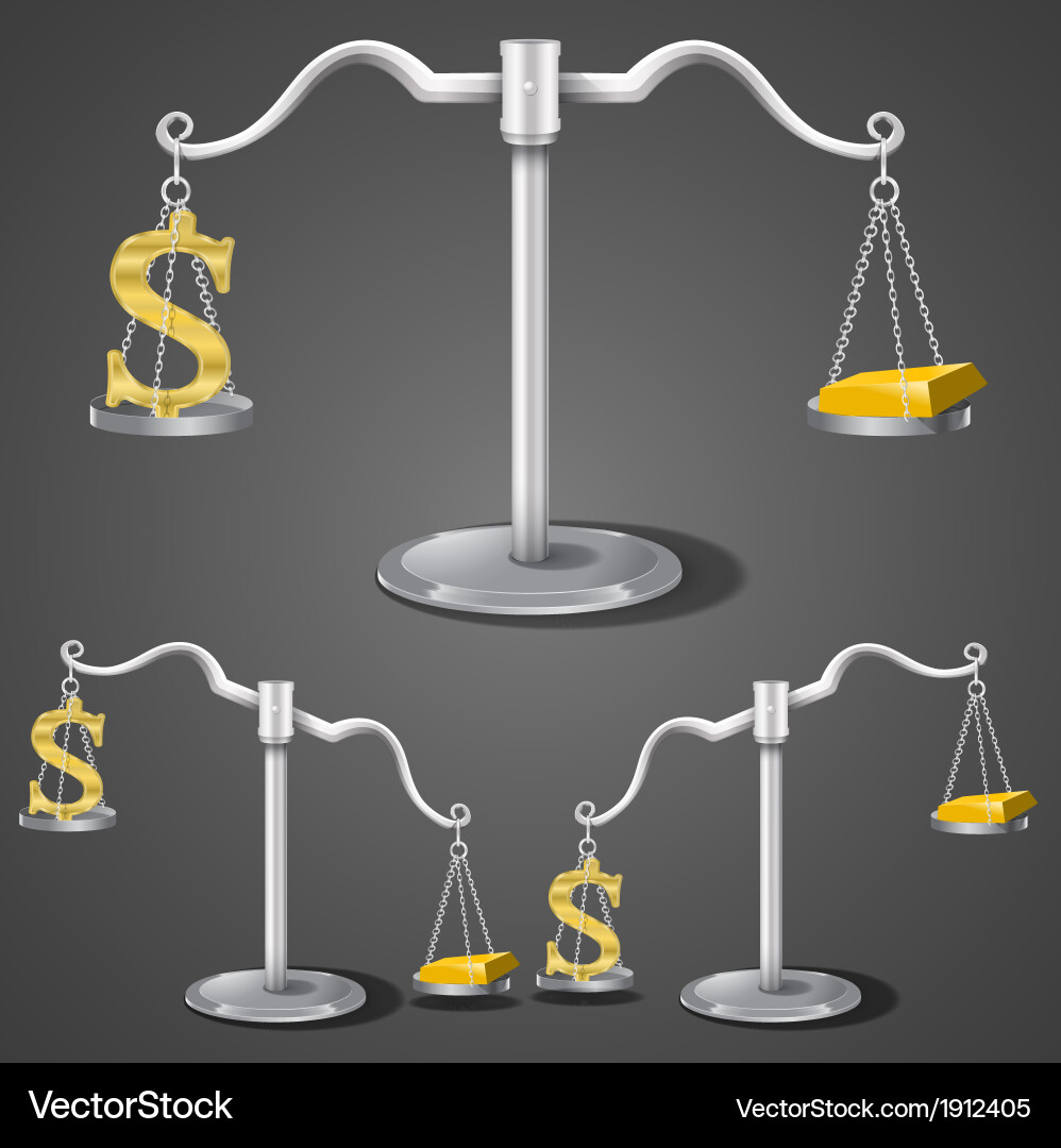 Gold and Dollar Balance Scales Royalty Free Vector Image
