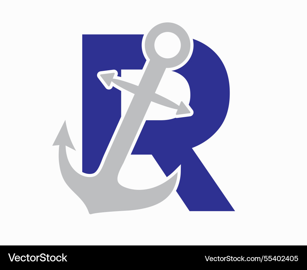 Initial letter r anchor logo design concept Vector Image