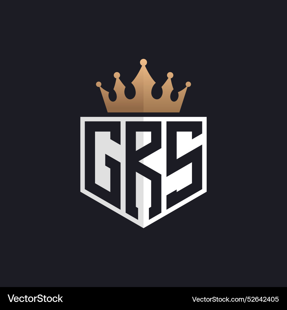 Luxury grs logo with crown elegant initials Vector Image