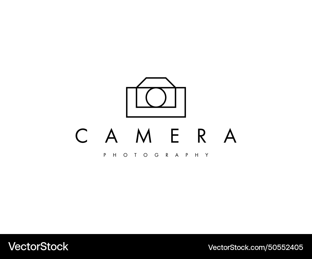 Minimal camera photograph line logo design Vector Image