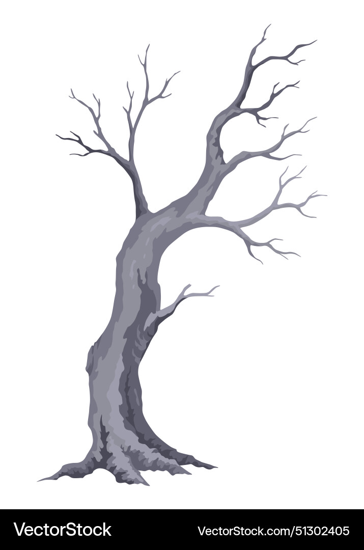Old dead tree hand draw leafless trunk winter Vector Image