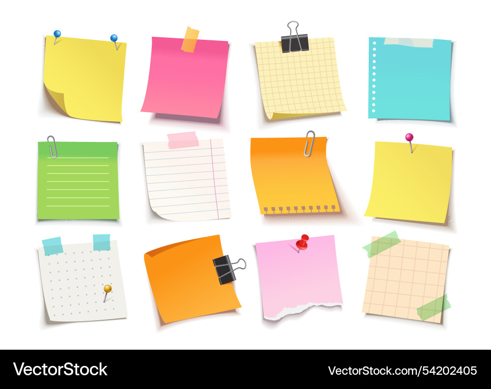 Set of sticky notes stickers for reminders Vector Image