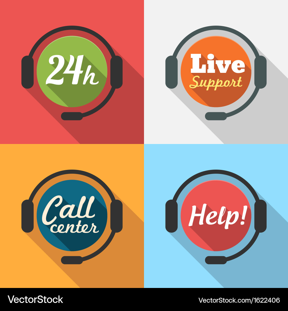 Call Center Support Icon Set Royalty Free Vector Image