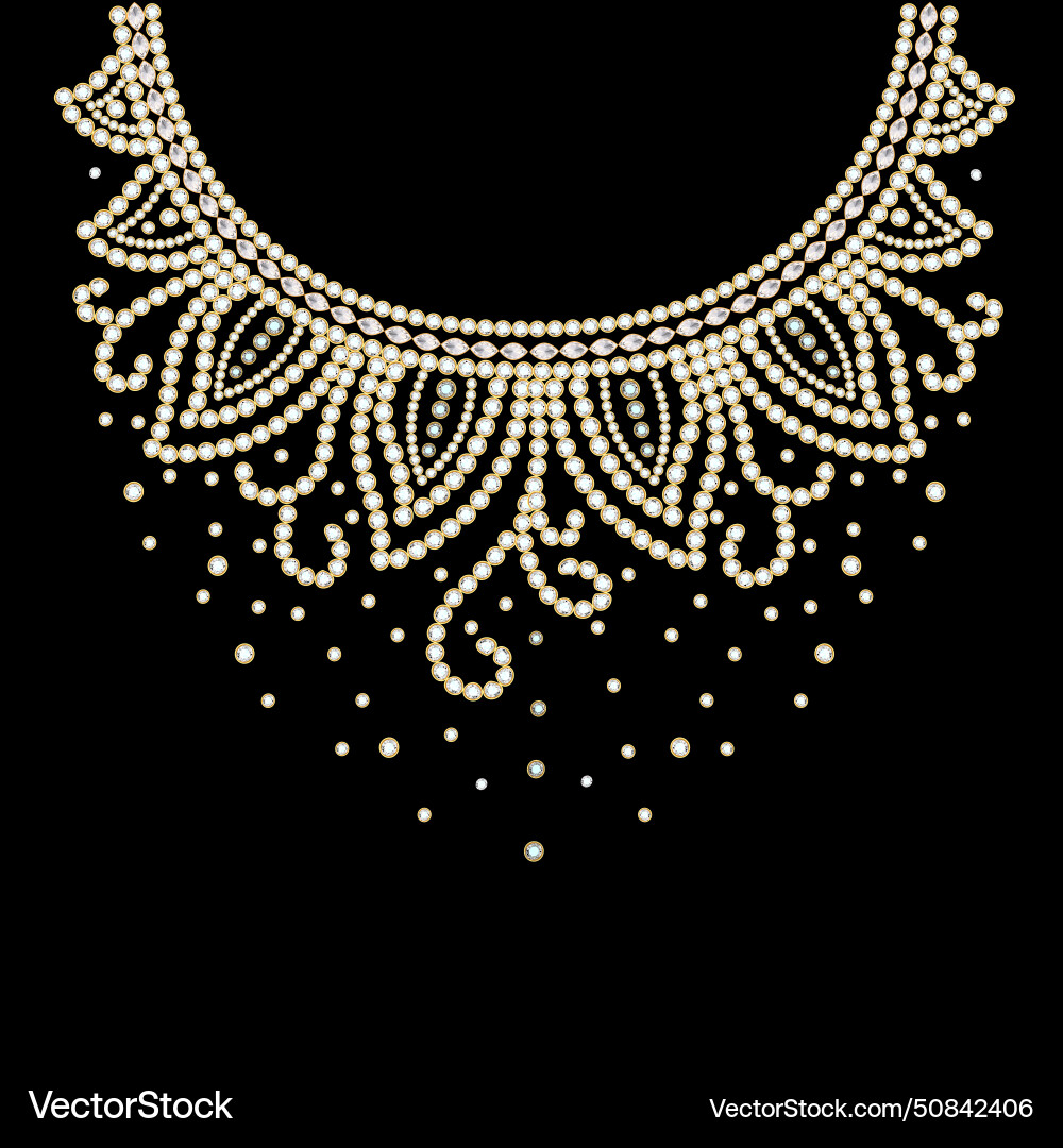 Collar neck decoration with rhinestones Royalty Free Vector