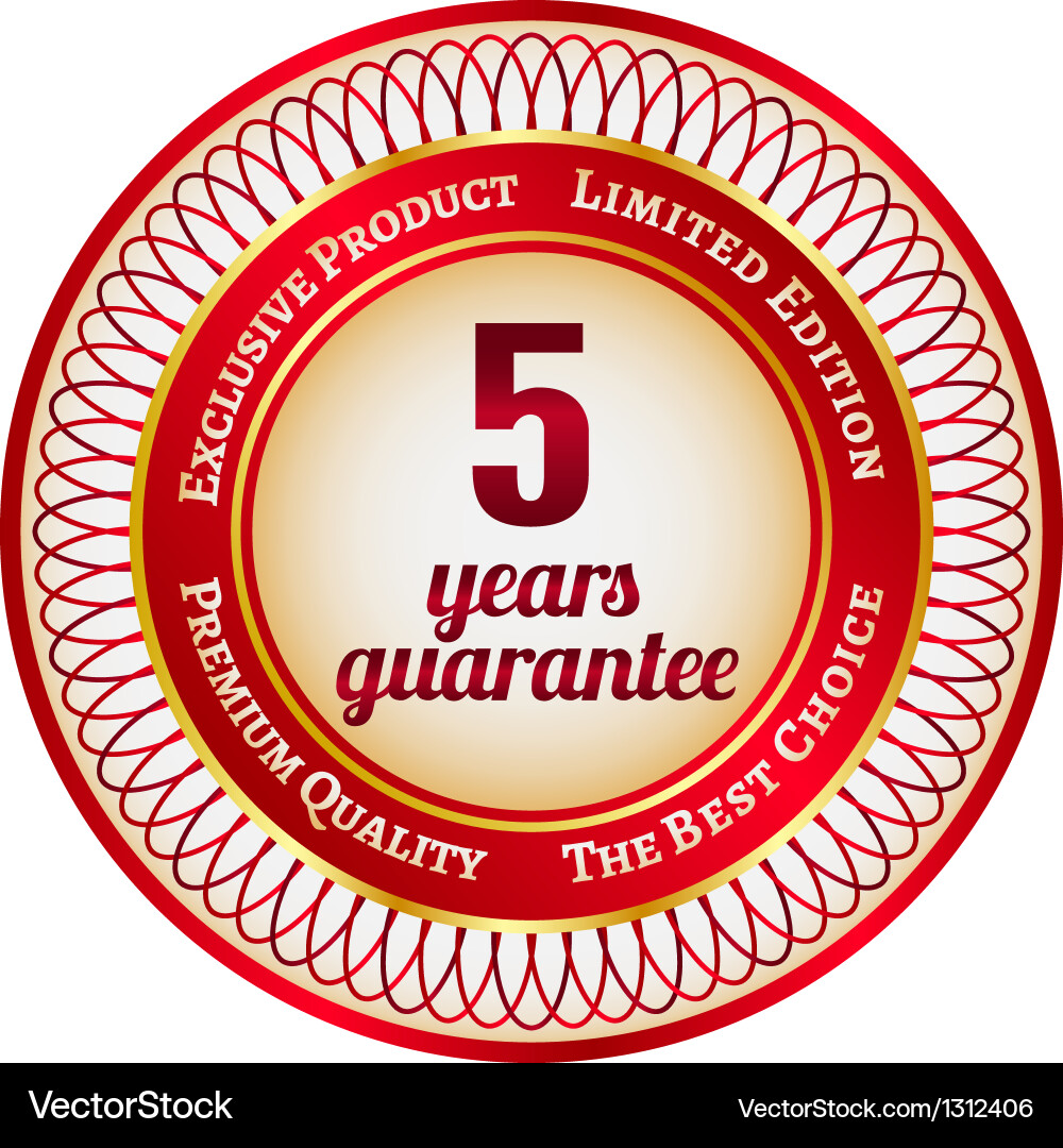Label on 5 year guarantee Royalty Free Vector Image