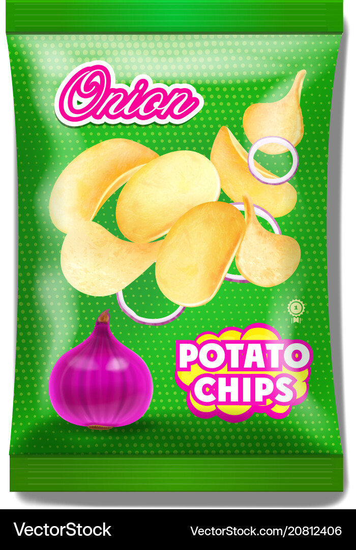 Onion Potato Chips Package Ad Royalty Free Vector Image