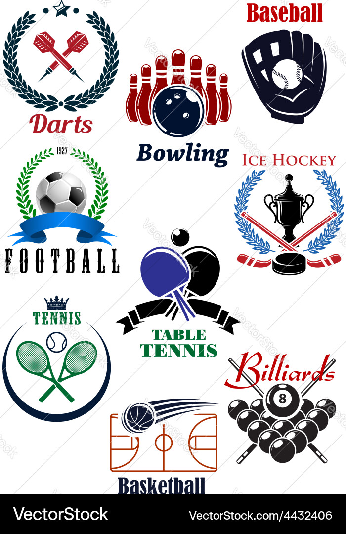 Sporting competition emblems with heraldic design Vector Image