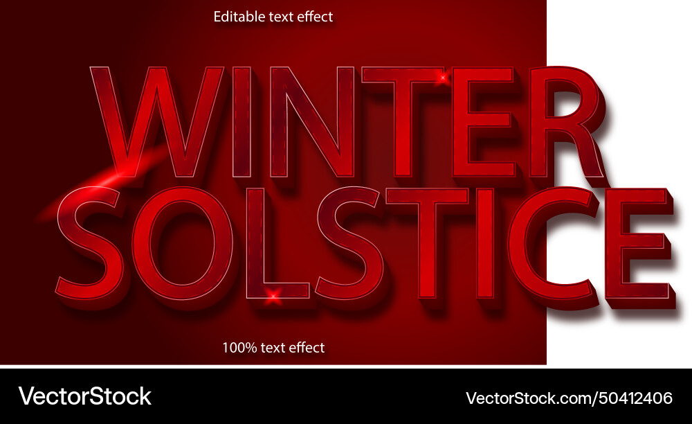 Winter solstice editable text effect retro style Vector Image