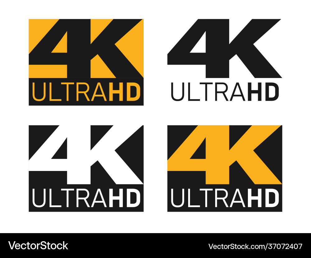 4k ultra hd icons set uhd screen resolution Vector Image