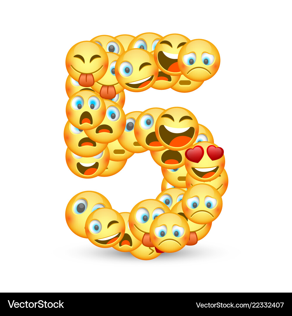 A set of emoticons shaped as five number Vector Image