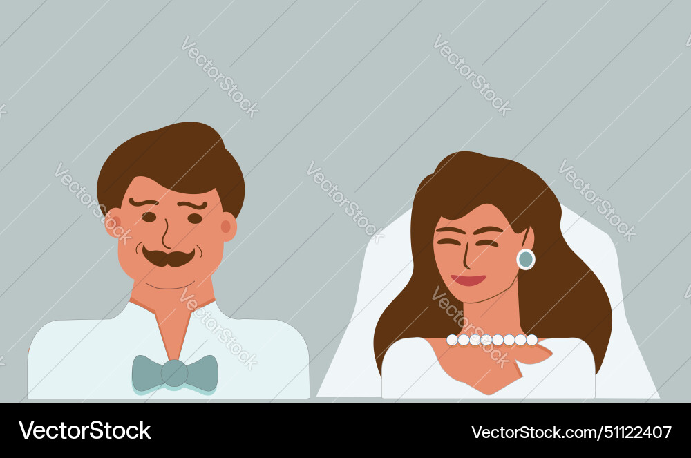 Bride and groom portrait - wedding Royalty Free Vector Image