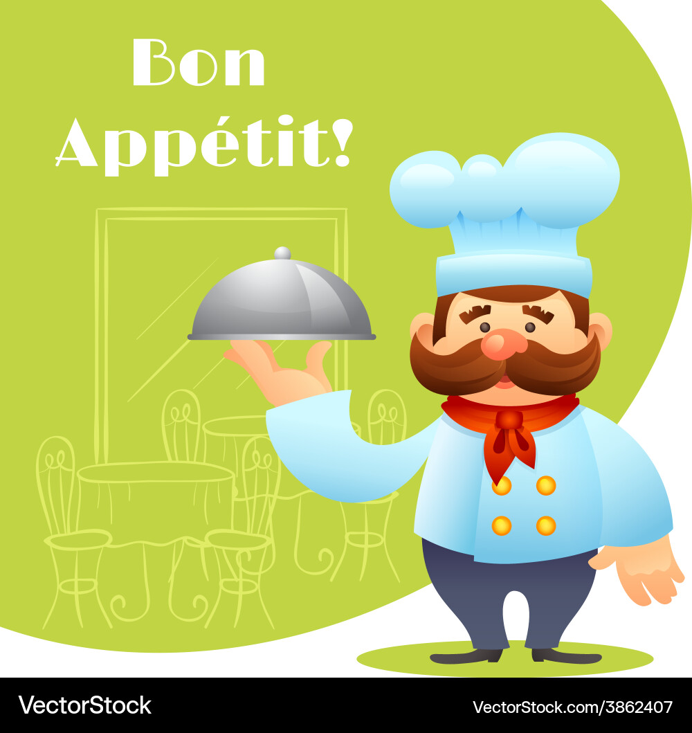 Chef with tray poster Royalty Free Vector Image