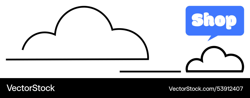 Cloud logo with minimalist design featuring shop Vector Image