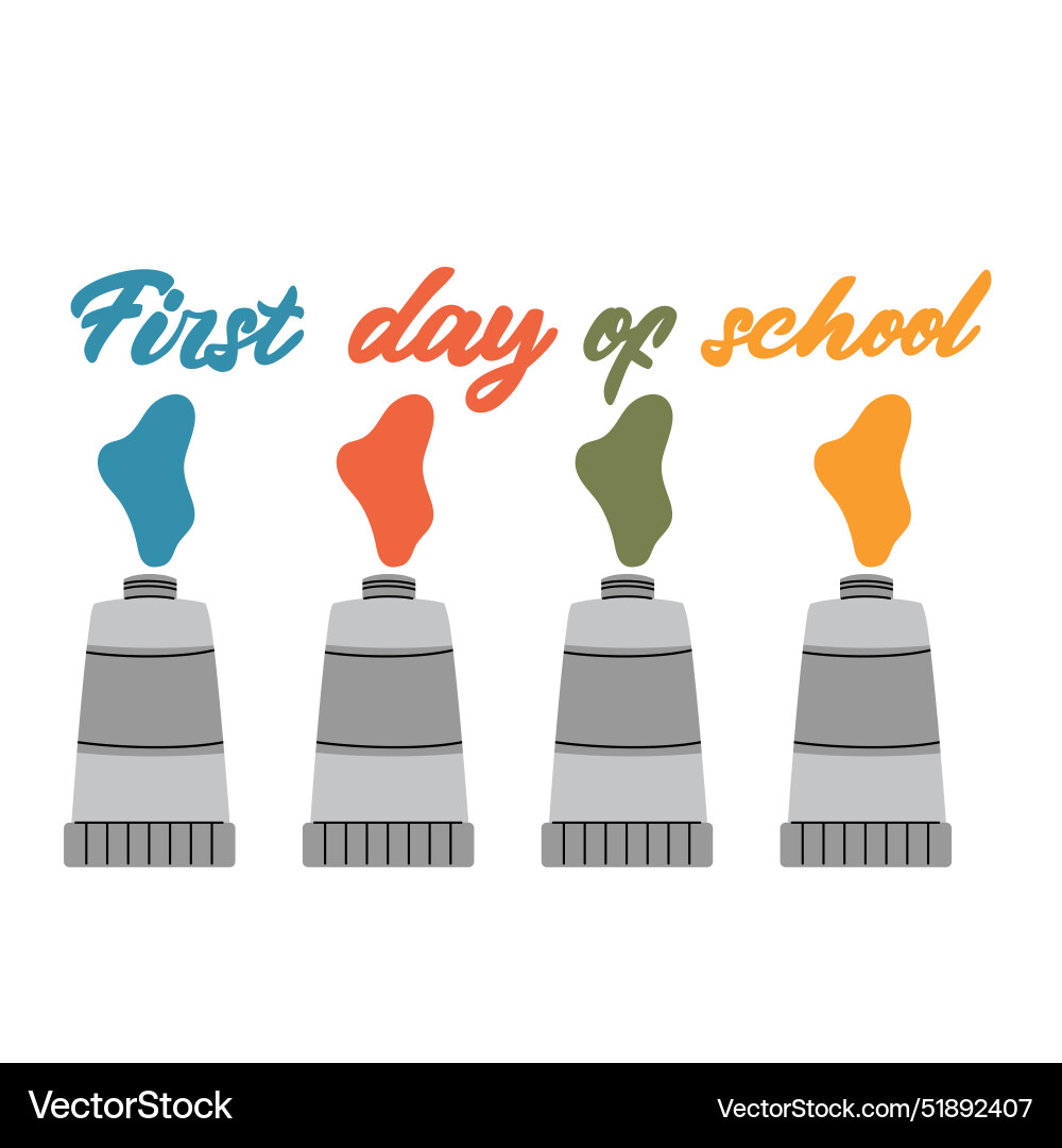 Colorful text first day of school written Vector Image