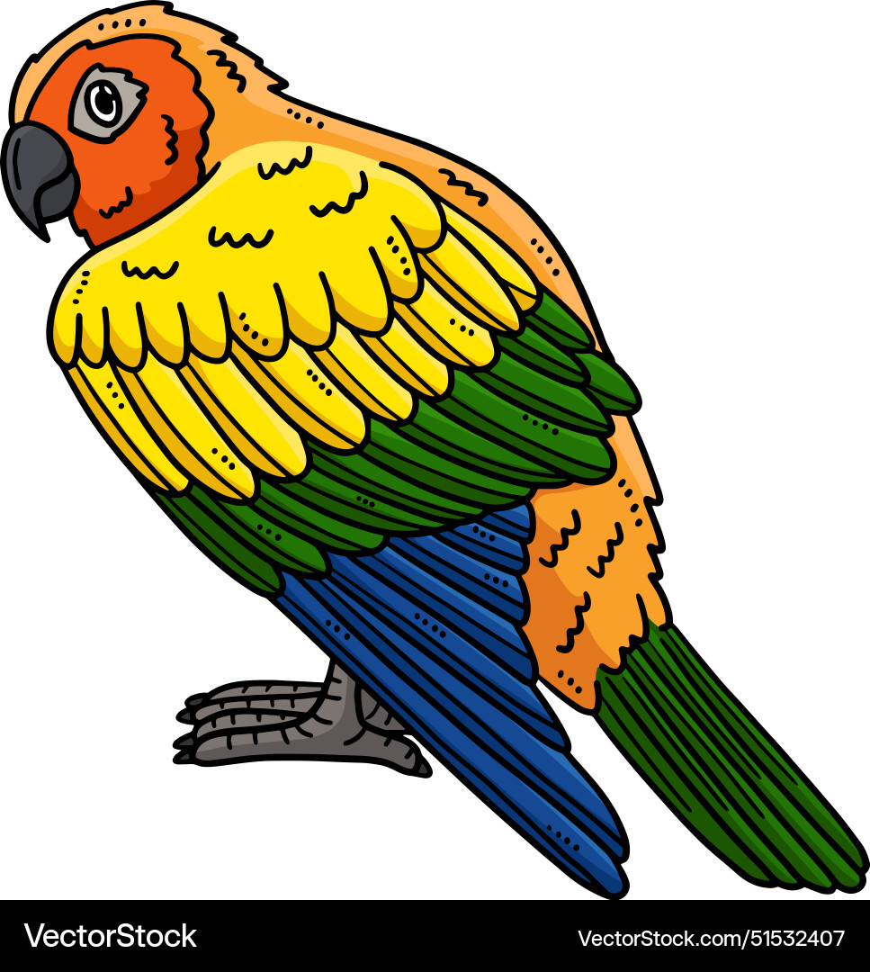 Conure bird cartoon colored clipart Royalty Free Vector