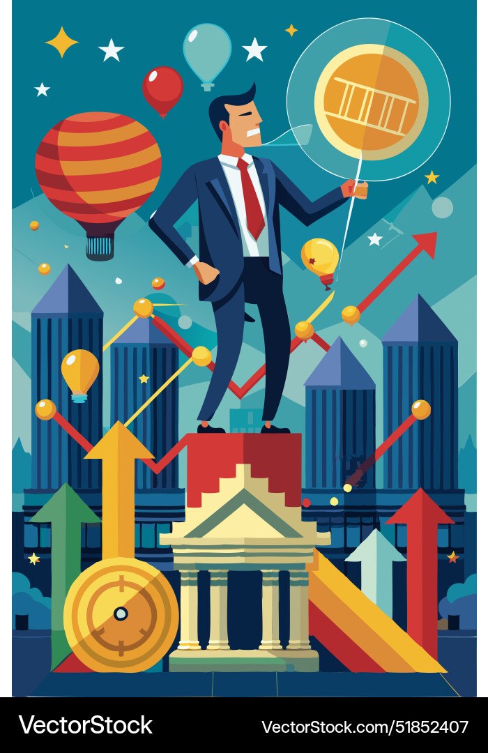 Financial navigator steering economic tides Vector Image