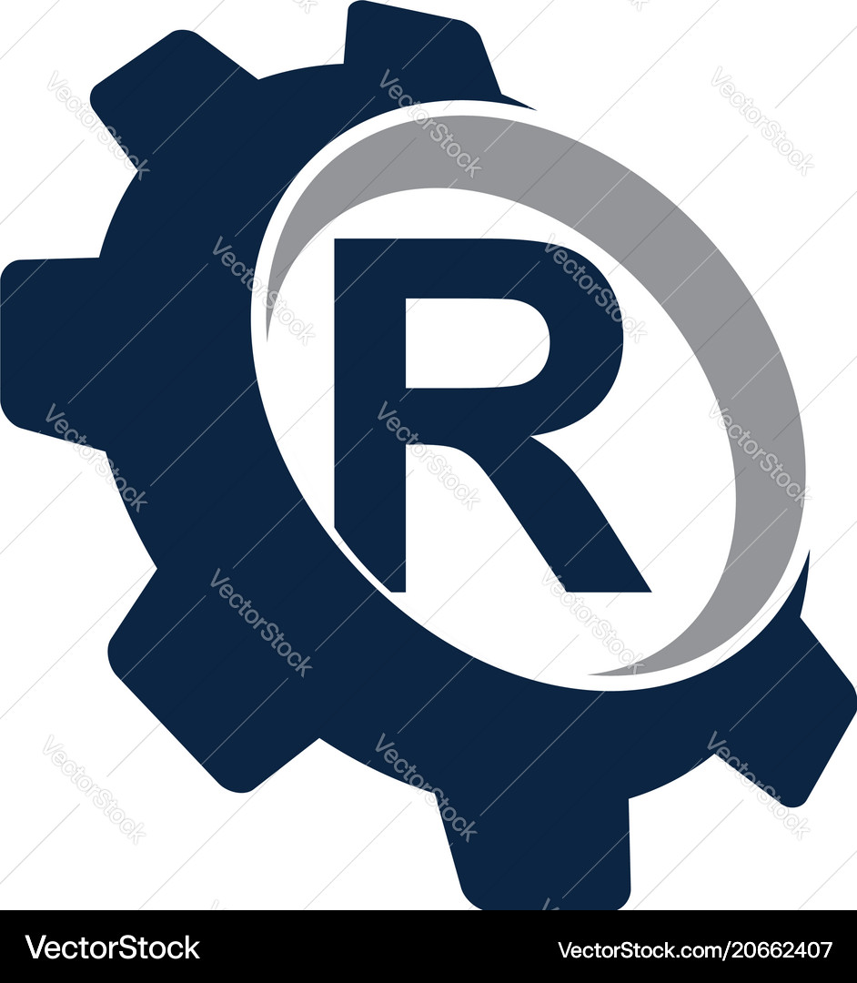 Gear logo letter r Royalty Free Vector Image - VectorStock