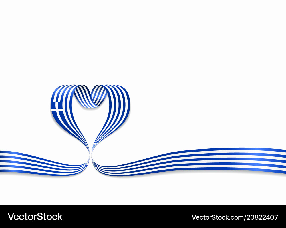 Greek flag heart-shaped ribbon Royalty Free Vector Image