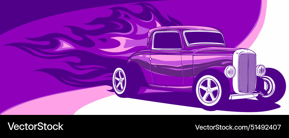 Hot rod car with flames Royalty Free Vector Image