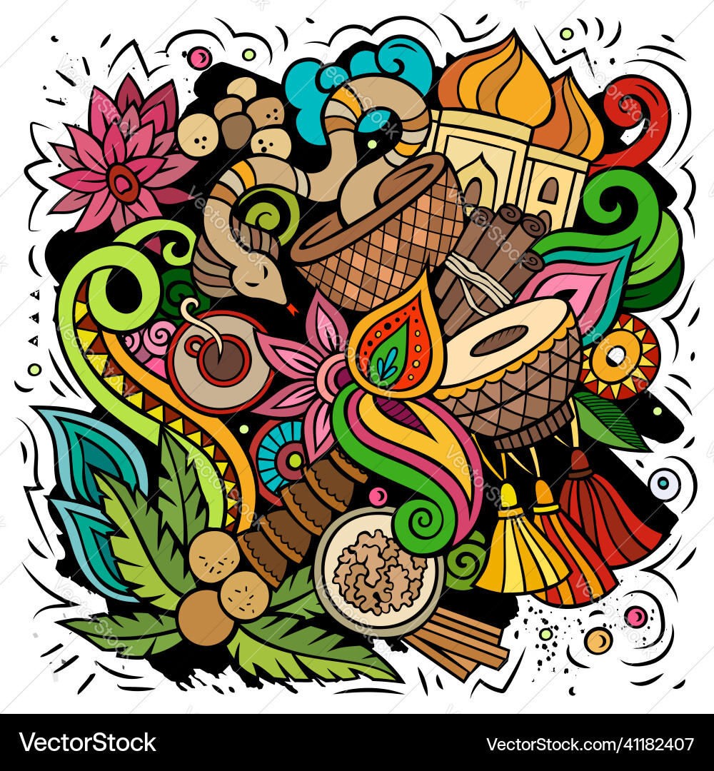 India hand drawn doodles Royalty Free Vector Image