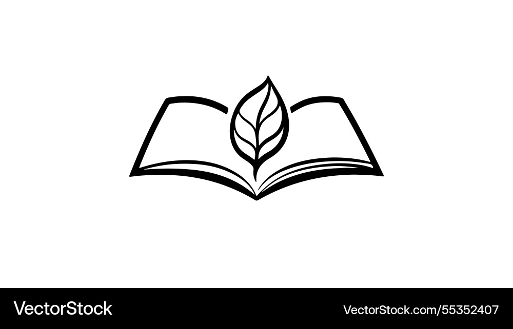 Open book leaf design rests on pages Royalty Free Vector