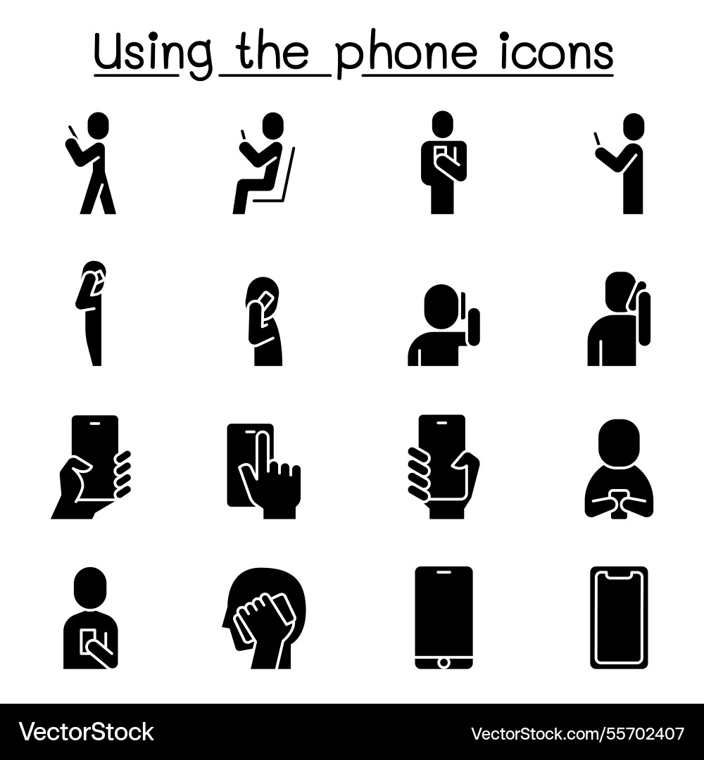 People are using smartphone icon set in thin Vector Image